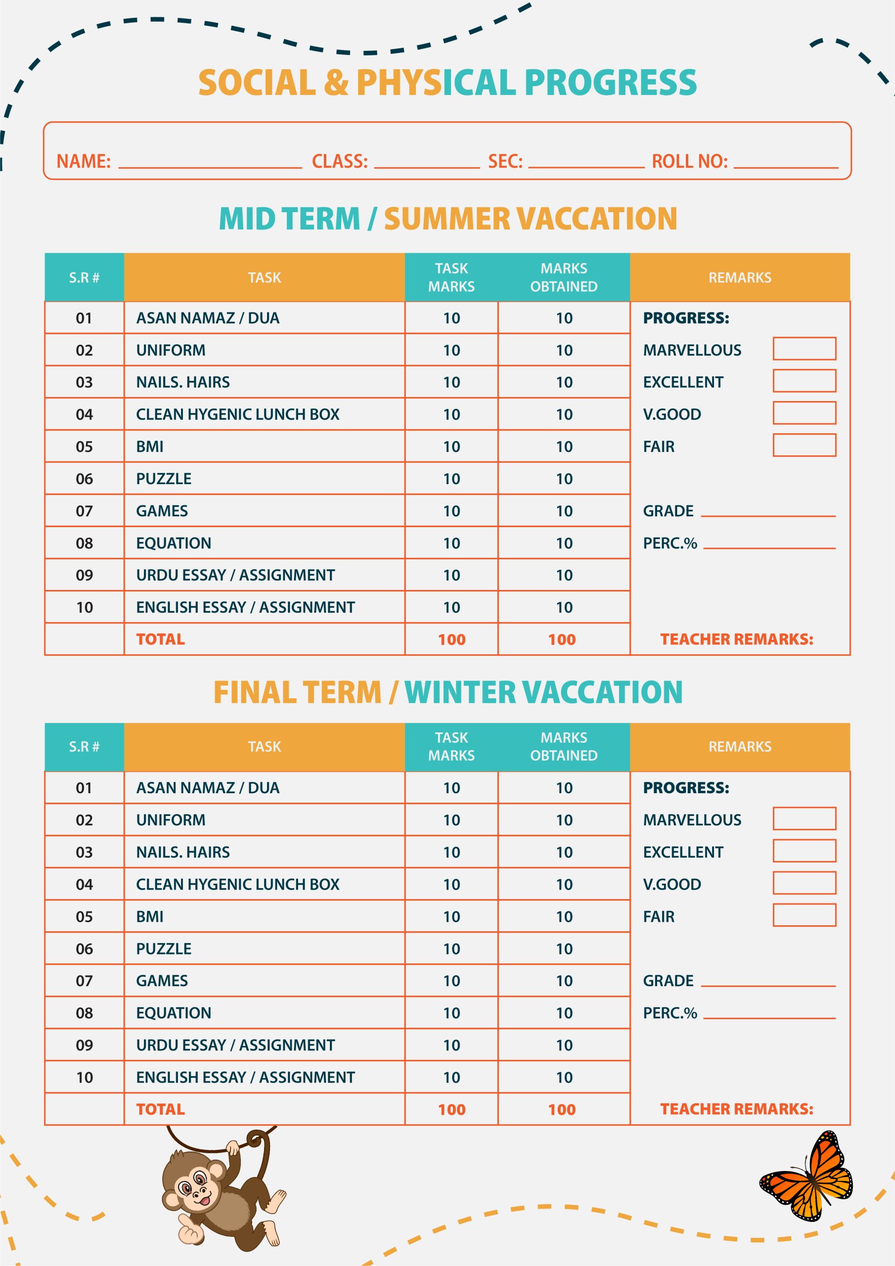 Examination Result Report Card Printing Professional School Printing in Pakistan - Design and ...